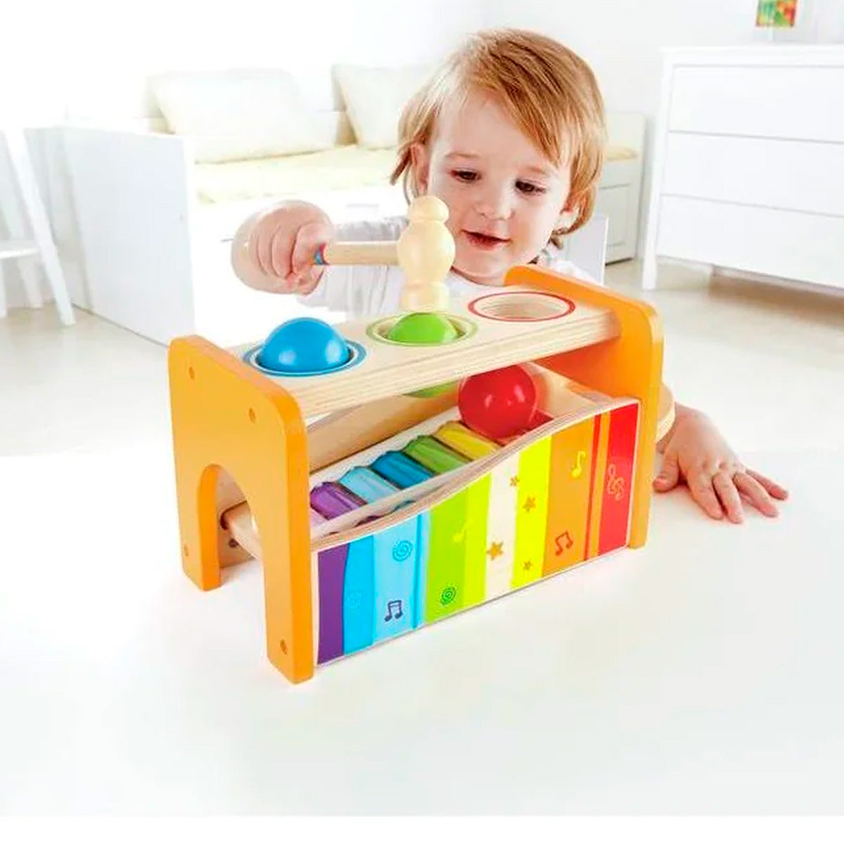 Juguete Musical golpea y juega, con teclado, maso, 3 pelotas y banco ...